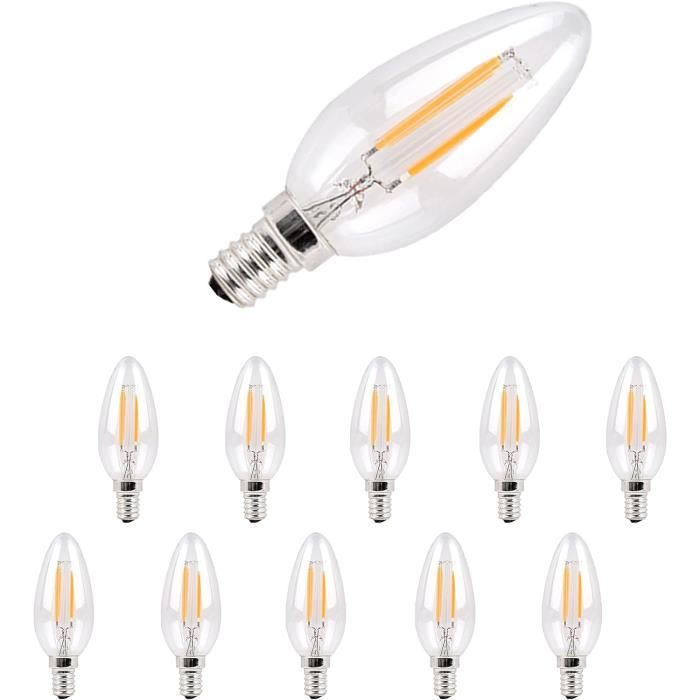 Metrix Lot De 10 Ampoules Led E14 À Filament 4 W 440 Lm Blanc Chaud 3000 K Remplace 40 W[u8337 ...