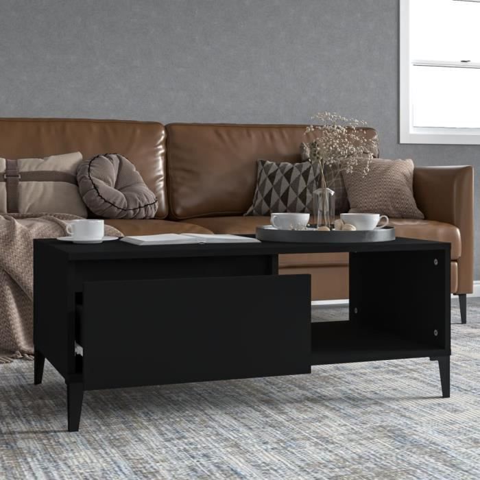 ETO- Table basse Noir 90x50x36,5 cm Bois d'ingénierie -CIK7807121714211 ...