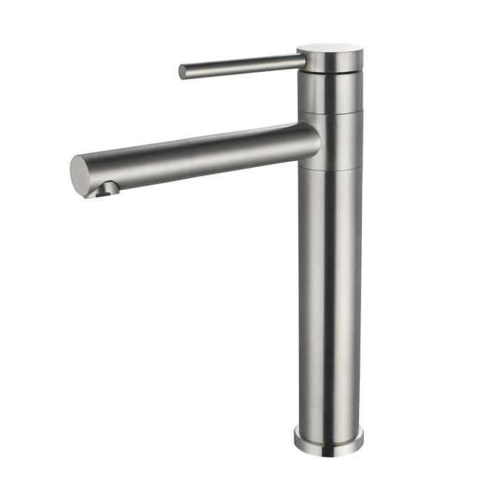 KARDIF mitigeur lavabo haut inox brossé - Cdiscount Bricolage