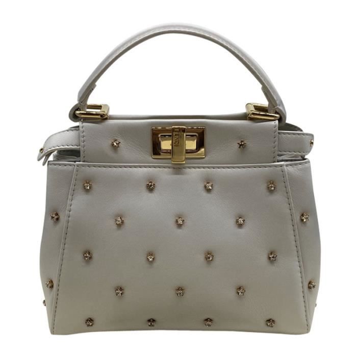 FENDI Sac à main femme Fendi Peekaboo star diamant en cuir de vache ...