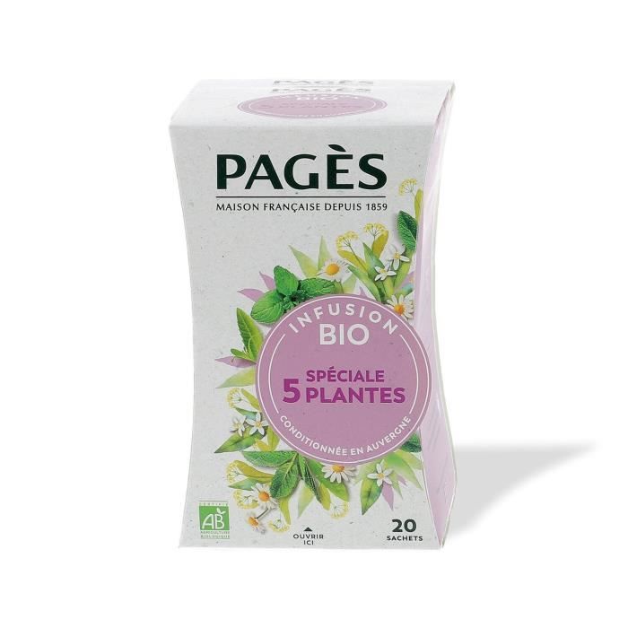 LOT DE 2 - PAGES - Infusion Bio Spéciale 5 plantes - boite de 20 ...
