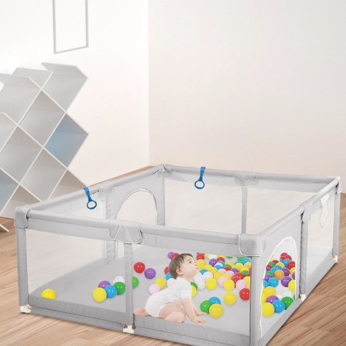 PEACHES Parc bébé 150*200cm Parc pour bébé en tissu Oxford 4 côtés ...