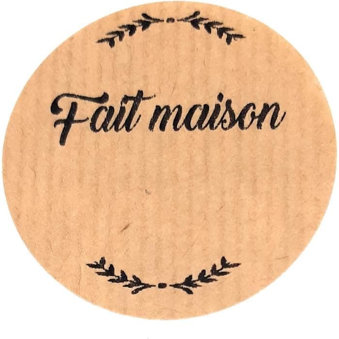 100 Étiquettes Kraft Adhésives Rondes De 5 Cm Fait Maison[J5117 ...