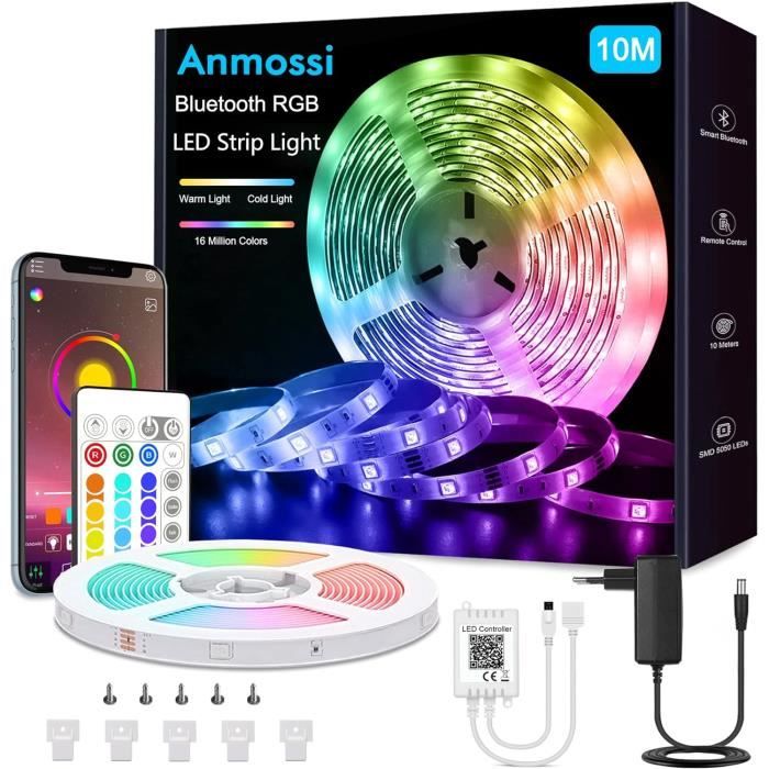 Ruban Led 10 Mètres,Smart Bluetooth Bande Led Rgb Multicolore,Ruban Led Lumineuse Dimmable Avec ...