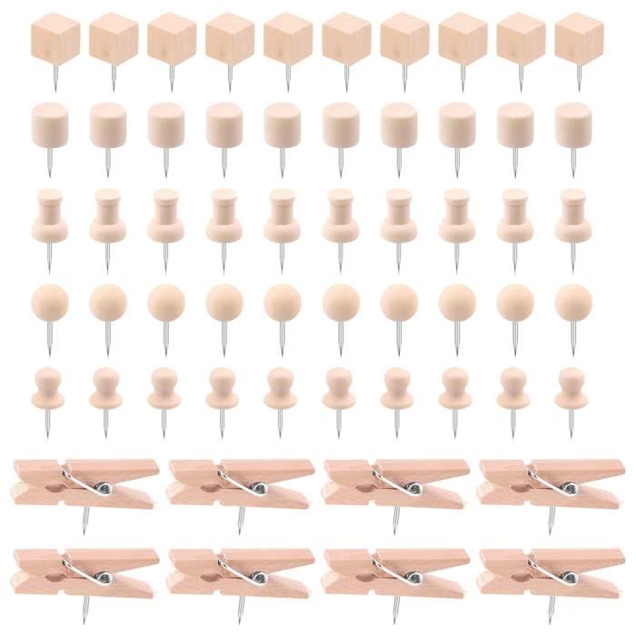 Kit D'Assortiment de Punaises en Bois avec Clips, Punaises à TêTe en ...