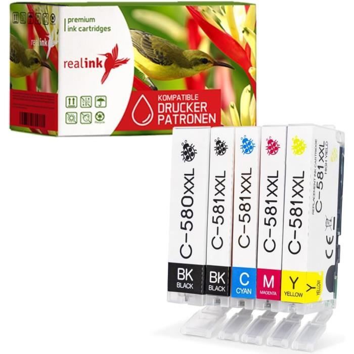 ® Canon Pgi-580-Cli-581 Xxl - Lot De 5 Cartouches D'Encre De Rechange ...