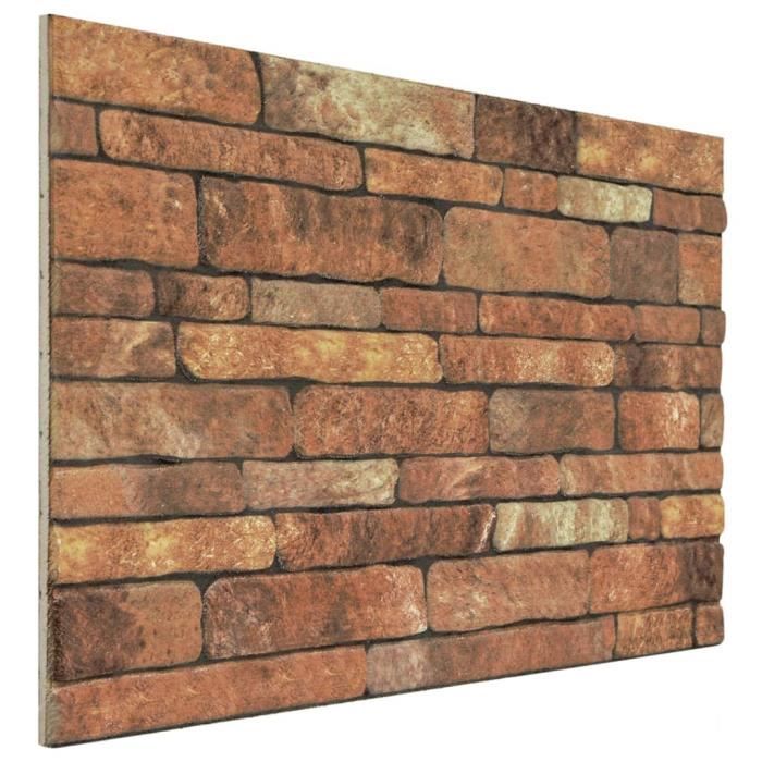 Panneaux muraux 3D au design de brique marron 10 pcs EPS MEY ...
