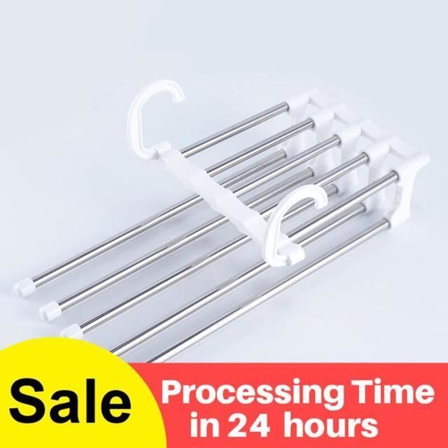 CINTRE,5in1 white--Porte pantalons 5 en 1 en acier inoxydable ...