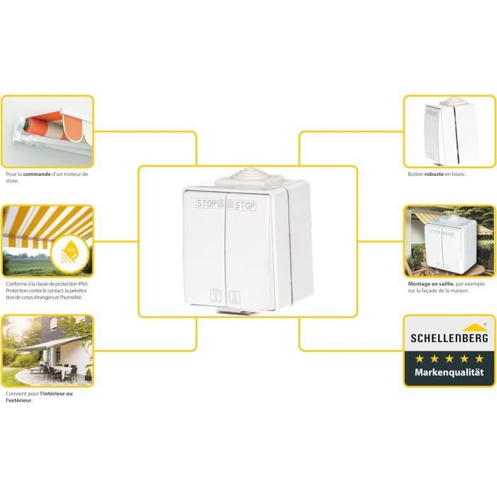 25010 Interrupteur pour store banne motorisé, auvde terasse, Blanc ...