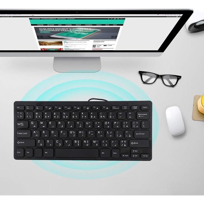 Mini Clavier Arabe Portable Filaire, Touches Plates Clavier, Interface ...