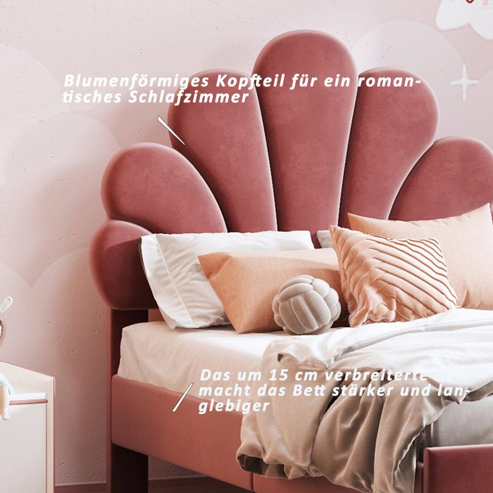 Lit enfant 90x200 cm avec sommier à lattes, structure de lit fille avec ...