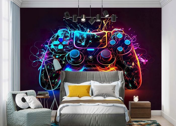 Papier Peint 350 x 250 cm Tapisserie Manette de jeu en Matriaux sains ...