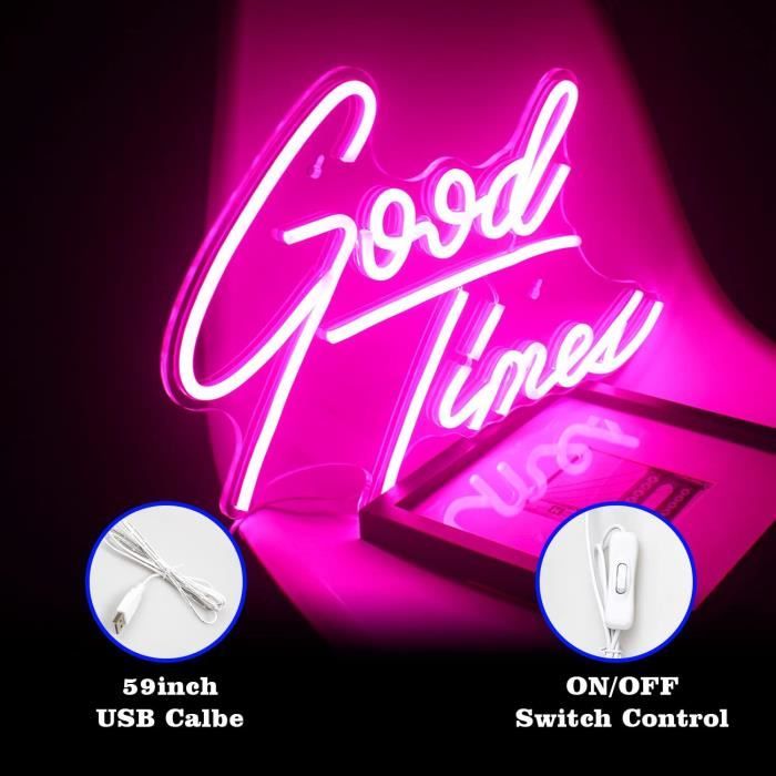 Good Times Enseigne Néon Lettres Led Néon Rose Néon Mot Signes Usb ...