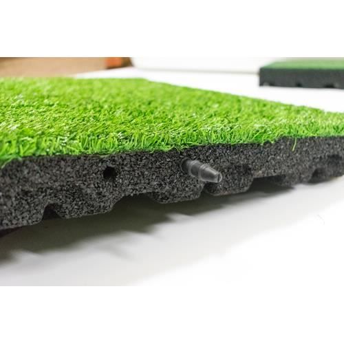 Dalle en caoutchouc avec couche supérieure en gazon artificiel 55 mm - 50x50 cm - avec ...