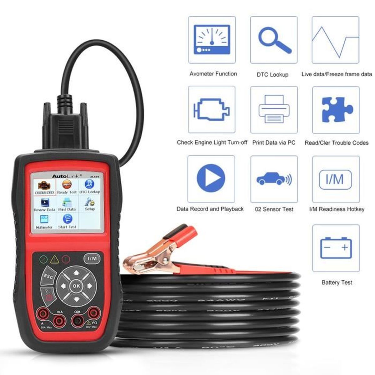 Autel AL539B Outil de Diagnostic Auto OBD II Lecteur de Codes ...