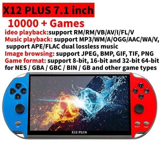 X12 Plus - Console de jeux vidéo Portable, écran HD de 7 pouces, jeux ...