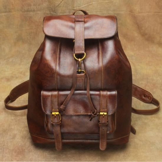 Sac à dos Femme Cuir Cartable Portable Rétro Vintage Collège Élégant ...