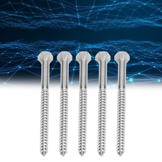 JIN-Boulon à demi-filetage en acier inoxydable 304 vis à tête hexagonale en bois vis ...