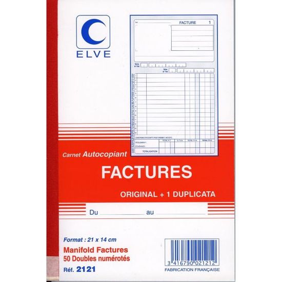 Carnet autocopiant Facture Dupli ou Manifold Facture 50 doubles ...