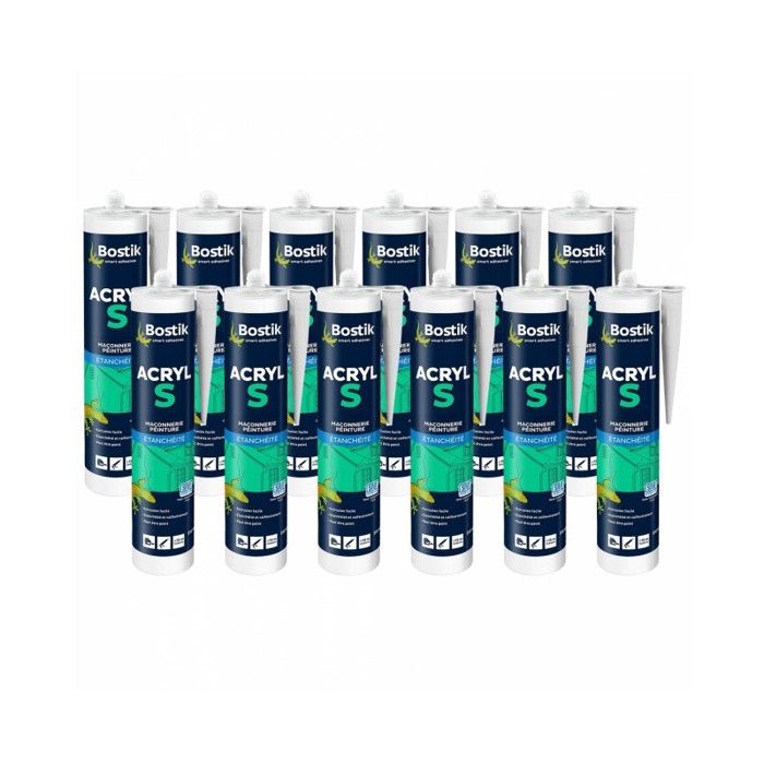 12x cartouches Mastic acrylique peinture maçonnerie SNJF ACRYL S 310ml ...