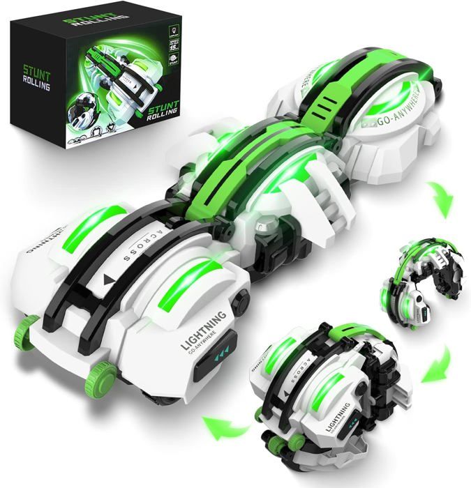 Voiture Télécommandée, Voiture Cascadeuse Télécommandée Rotation 360° Avec Lumières Led, Voiture ...