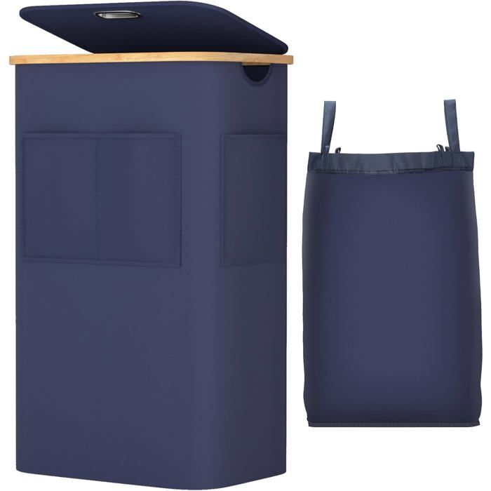 Bac à Linge avec Couvercle, 105L Grand Panier à Linge avec Poignées en ...