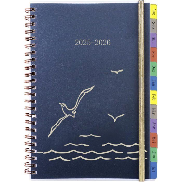 Agenda 2025 2026 A5 - Agenda semainier à anneaux - Avec aperçu mensuel ...