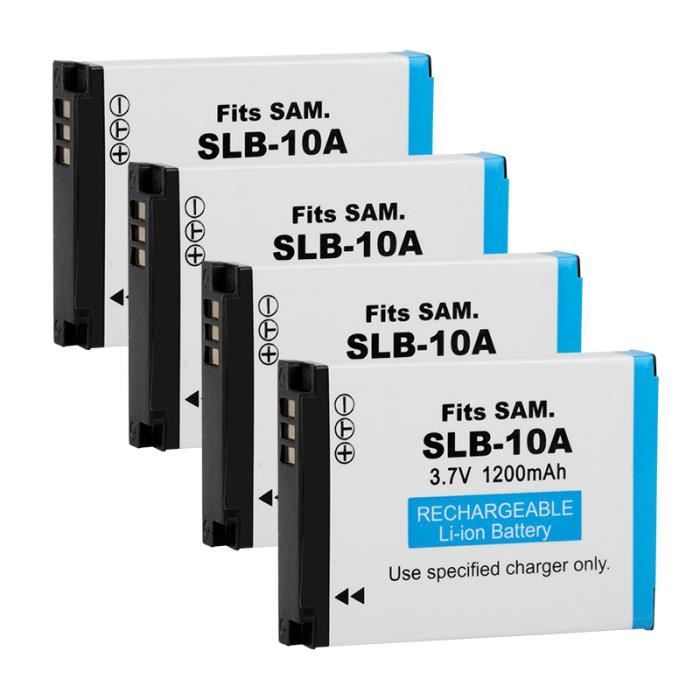 4 Battery-SLB-10A SLB 10A Caméra Batterie 1200mAh pour Samsung PL50 60 ...