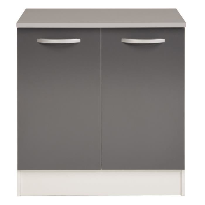 Eko gris Meuble bas de cuisine 2 portes 80cm - Cdiscount Maison
