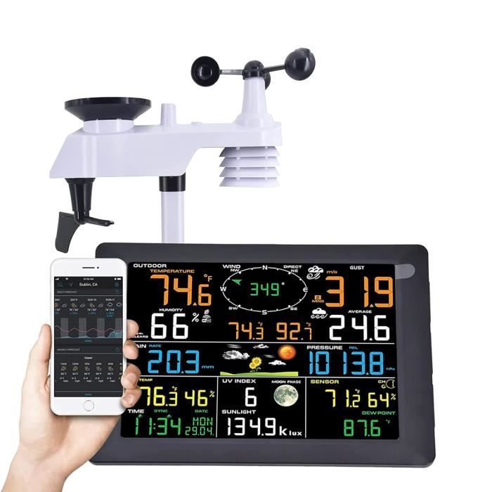 Station Météo Wifi Professionnelle Avec Capteur Extérieur, Système De ... Station Météo Wifi Professionnelle Avec Capteur Extérieur, Système De ...