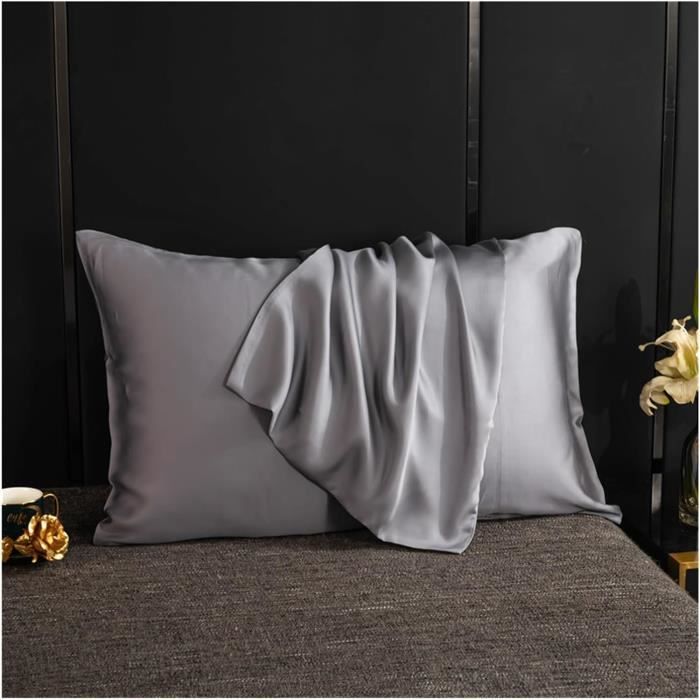 Taie d'oreiller en soie haut de gamme - L7848 - Gris - Contemporain ...