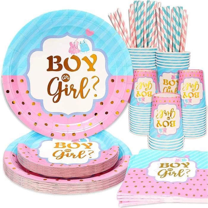 New Set Vaisselle Pour Gender Reveal Fêtes,125Pcs Set Vaisselle Baby ...