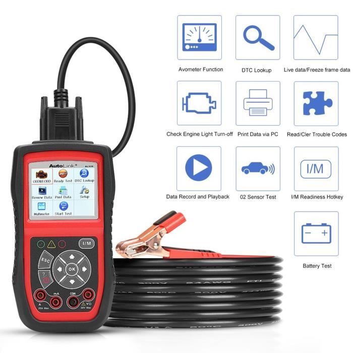 Autel AL539B Outil de Diagnostic Auto OBD II Lecteur de Codes ...