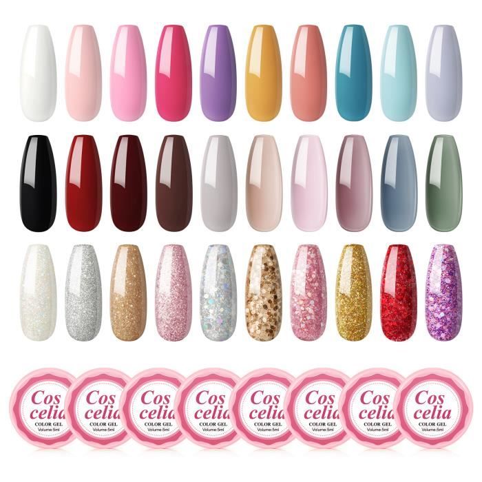 COSCELIA Vernis Semi Permanent -8 Vernis Manucure Nail Art Lot Vernis à ...