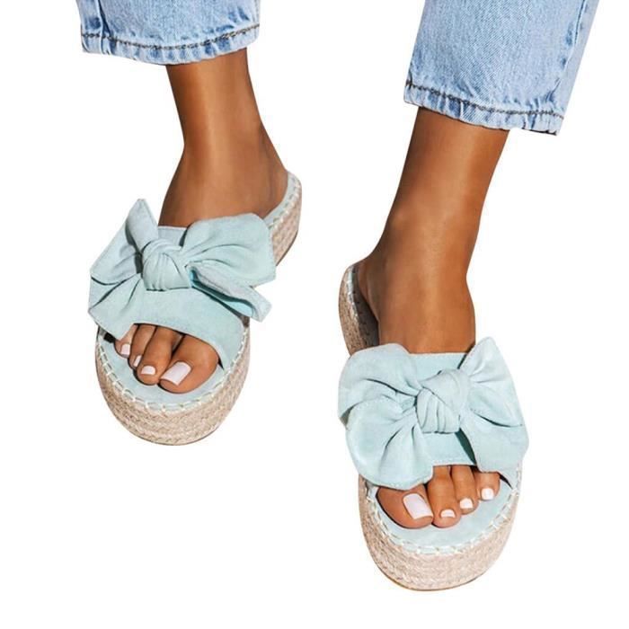 Sandales Femmes MINETOM - Plateau À Bout Ouvert - Bleu - Papillon De ...