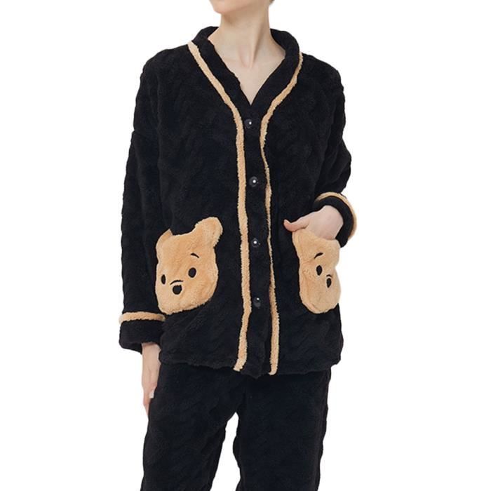 Pyjama Femme Hiver,Peluche Pyjama Hiver Pyjamas Ensembles Mode Pyjamas ...