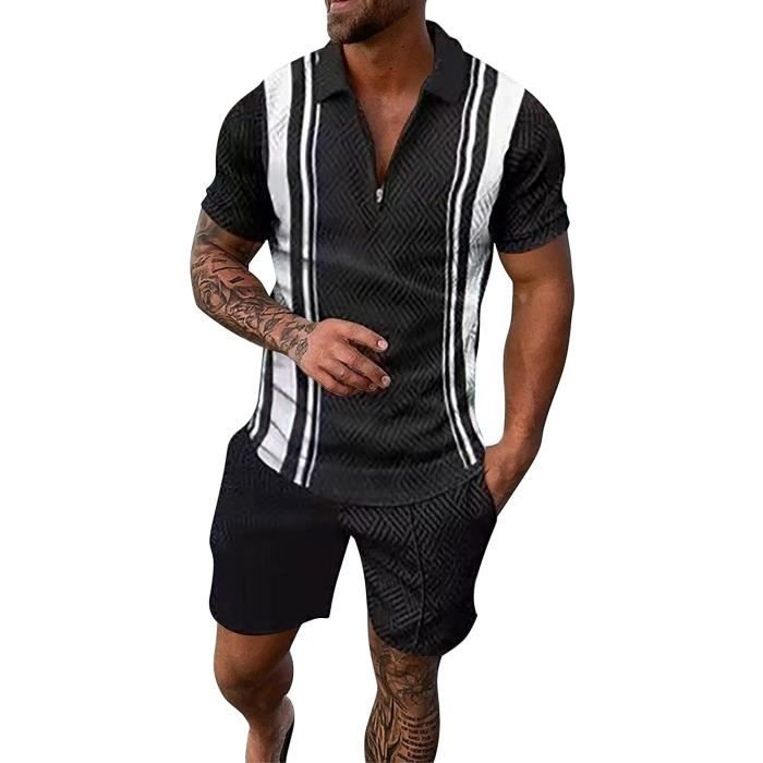 Ensemble T-Shirt Et Short pour Hommes 2 PièCes DéContracté à Manches ...