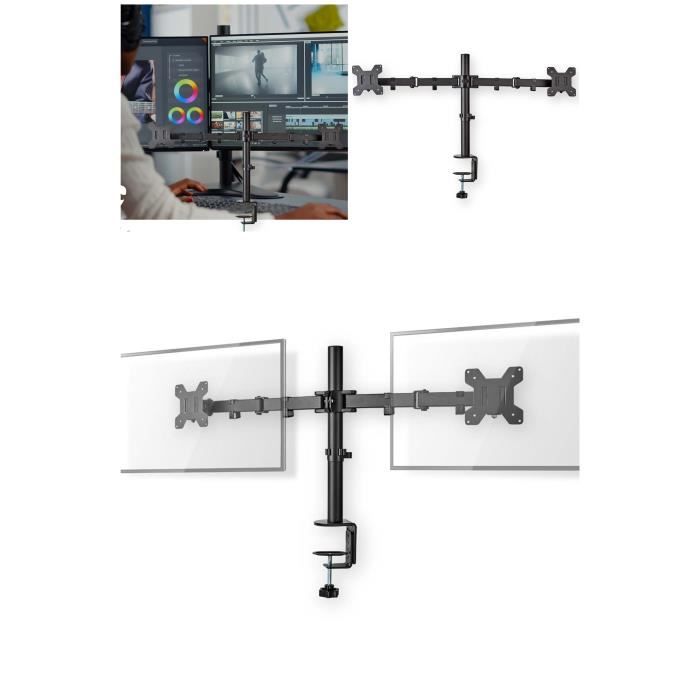 Support Double Écran - NEDIS - 15-32 pouces - Réglable en hauteur ...