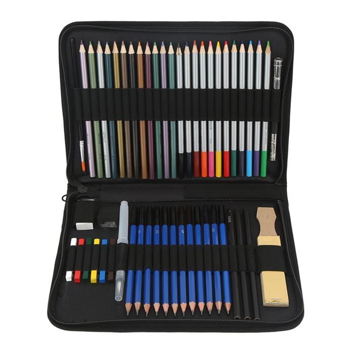 Qiilu ensemble de dessin Kit de crayons à dessin peinture professionnelle croquis ensemble de ...