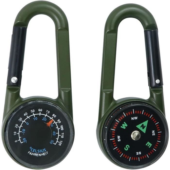 Boussole Mousqueton, 3 en 1 Boussole Randonnée Mousqueton, Boussole d ...