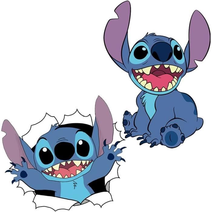 Stitch Stickers Décorations Murales 3D Smash Sticker Mural Autocollant ...