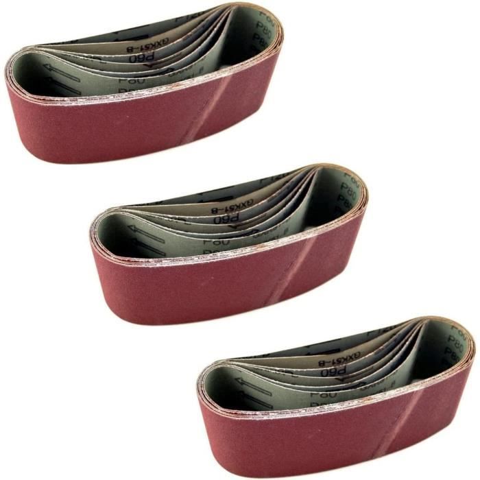 18x bande Papier abrasif Bandes abrasives 65x 410mm Ponceuse à bande ...