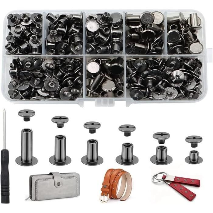 Kit Assorti De 150 Vis Chicago, 6 Tailles De Rivets En Cuir À Tête ...