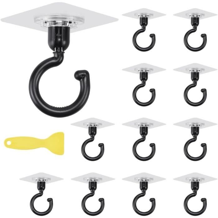 12 Pcs Crochet Adhésif Plafond Crochets Adhesifs Rotatifs À 360 ...