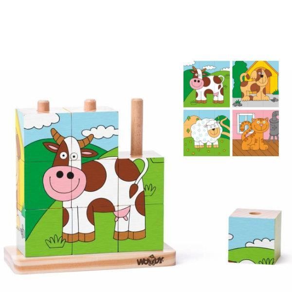 Puzzle cube animaux en bois - WOODY - 93055 - Ludique et éducatif ...