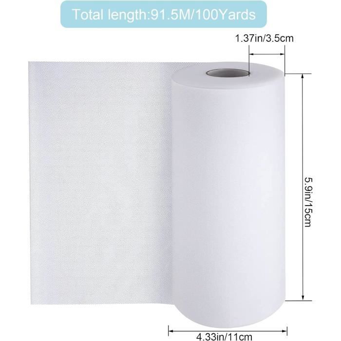 Rouleau de Tulle Blanc, Polyester Tulle Tissu Rouleau, 92m x 15cm ...