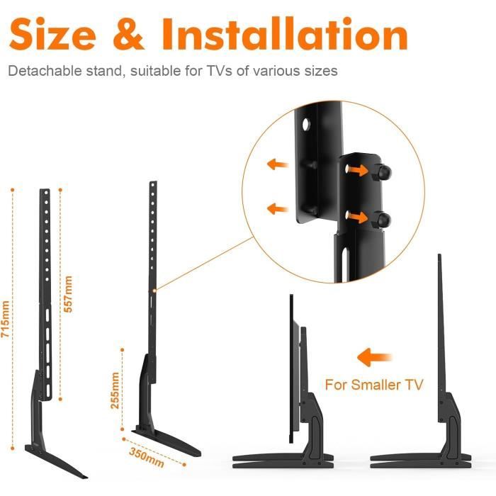 Pied TV Universel - GRIFEMA - 22-80 pouces - Hauteur Ajustable ...