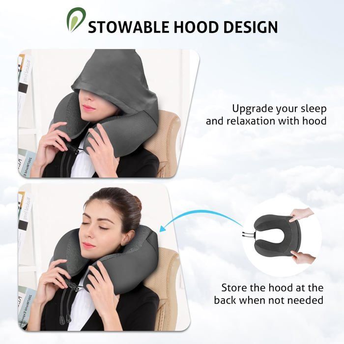 Coussin De Voyage Oreiller De Voyage Capuche Pour Adultes Coussin Avion ...