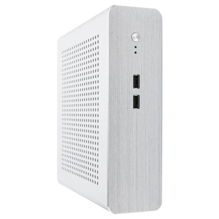 Qiilu HTPC ITX G60S Châssis HTPC Boîtier Mini‑ITX d'Alimentation DC‑ATX ...