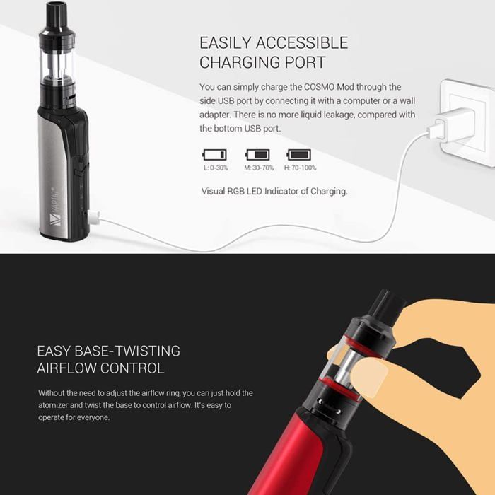 Cosmo Kit 30W E-Cigs Kit Cigarette Électronique 1500Mah Batterie Vape ...